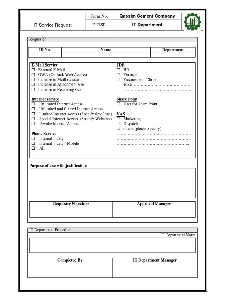 IT Service Request: Requester | PDF