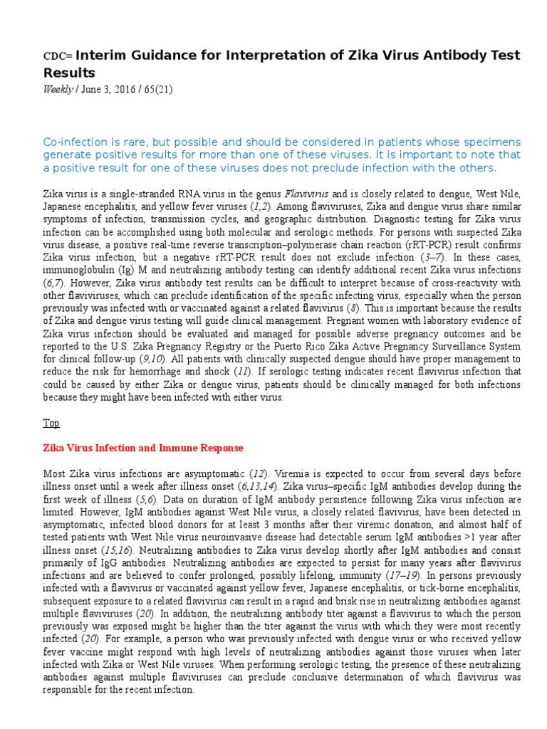 Interim Guidance For Interpretation of Zika Virus Antibody Test Results ...