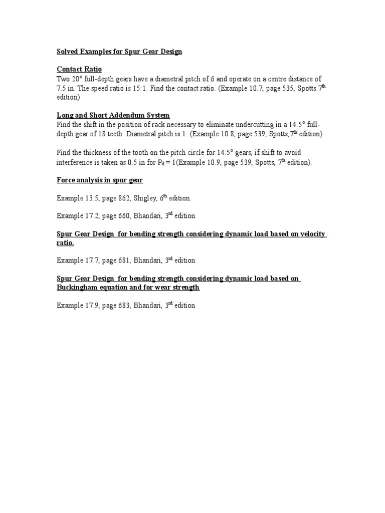Spur Gear Design Examples | PDF | Technology & Engineering