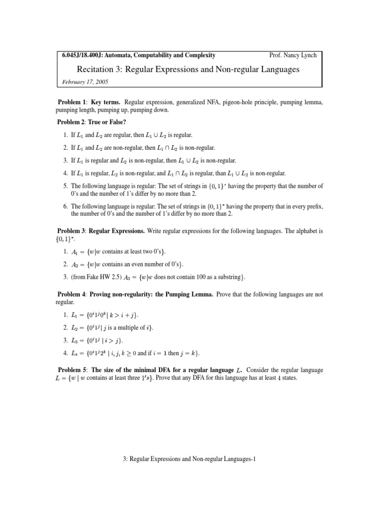 Automata & Complexity Recitation | PDF | Language Arts & Discipline ...