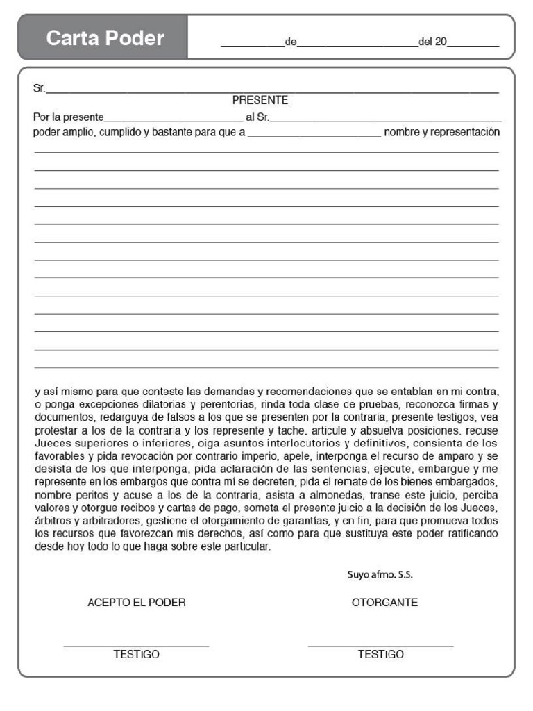 Carta Poder Formato Blanco | PDF