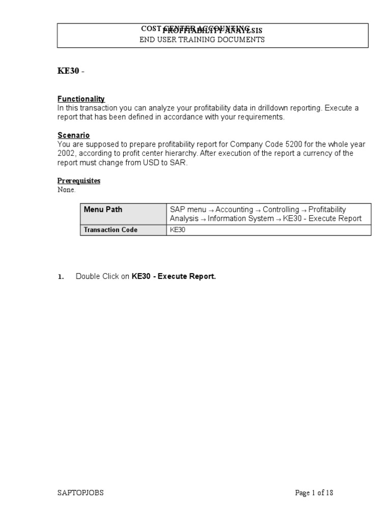 KE30 Profitability Report Guide | PDF | Revenue | Expense