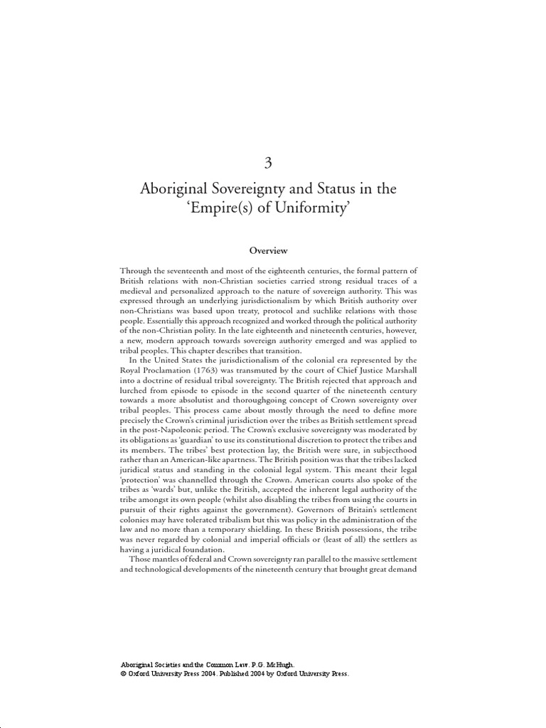 Aboriginal Sovereignty and Status in The Empires of Uniformity | PDF ...
