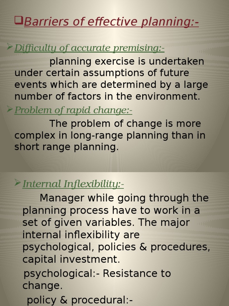 Barriers to Effective Planning Explained | PDF
