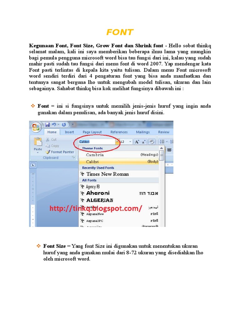 Fungsi-Fungsi Font di Microsoft Word | PDF