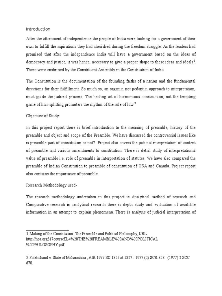 Introduction To Preamble | Official Documents | Constitution
