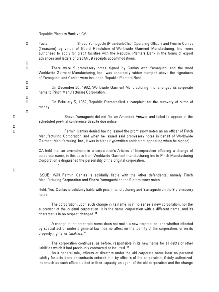 Liability of Canlas in Promissory Notes | PDF | Law Of Agency ...