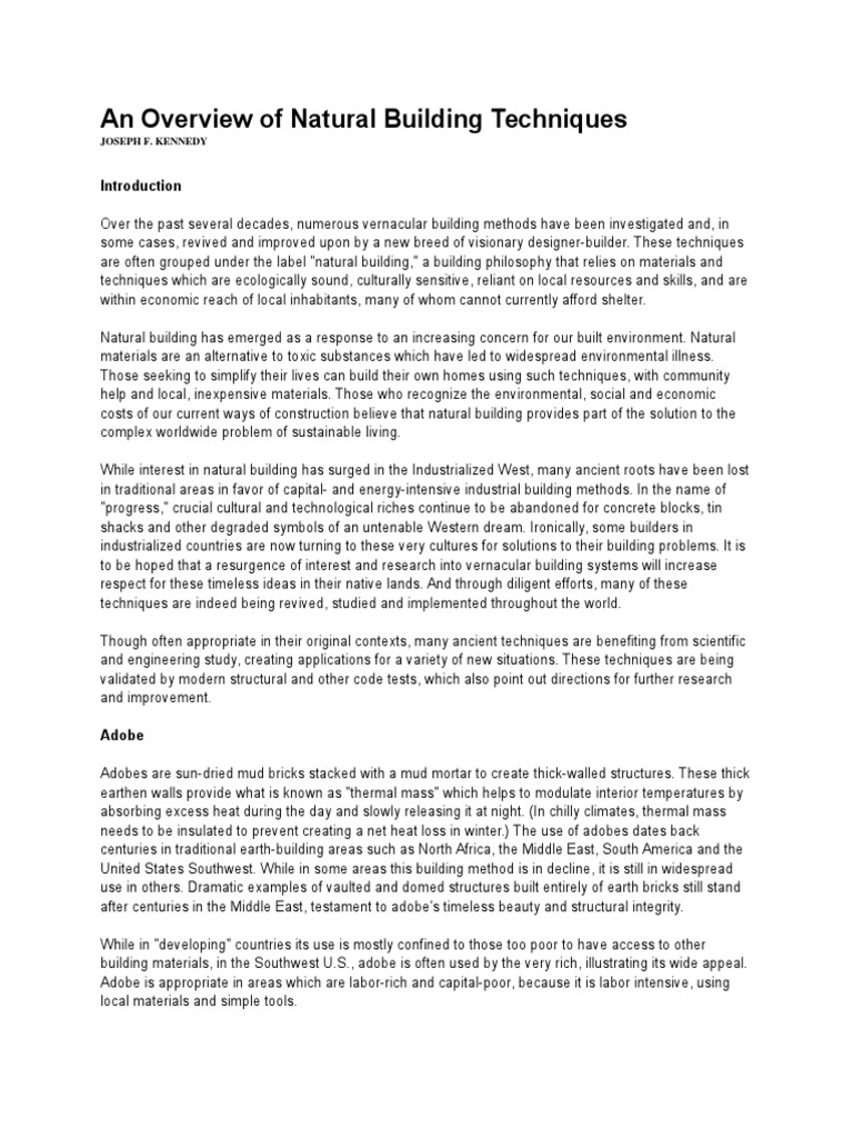 An Overview of Natural Building Techniques | PDF | Building | Building ...