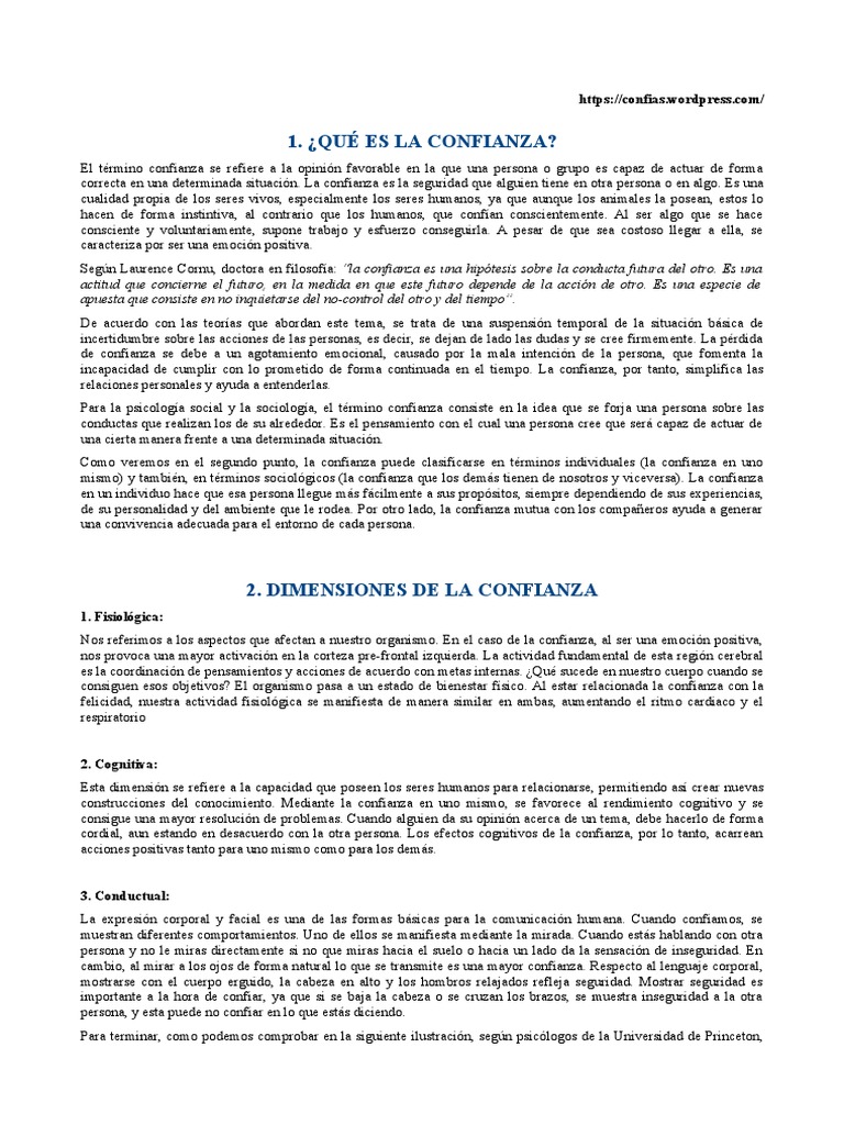 Qué Es La Confianza La Confianza Pdf Confianza Emoción
