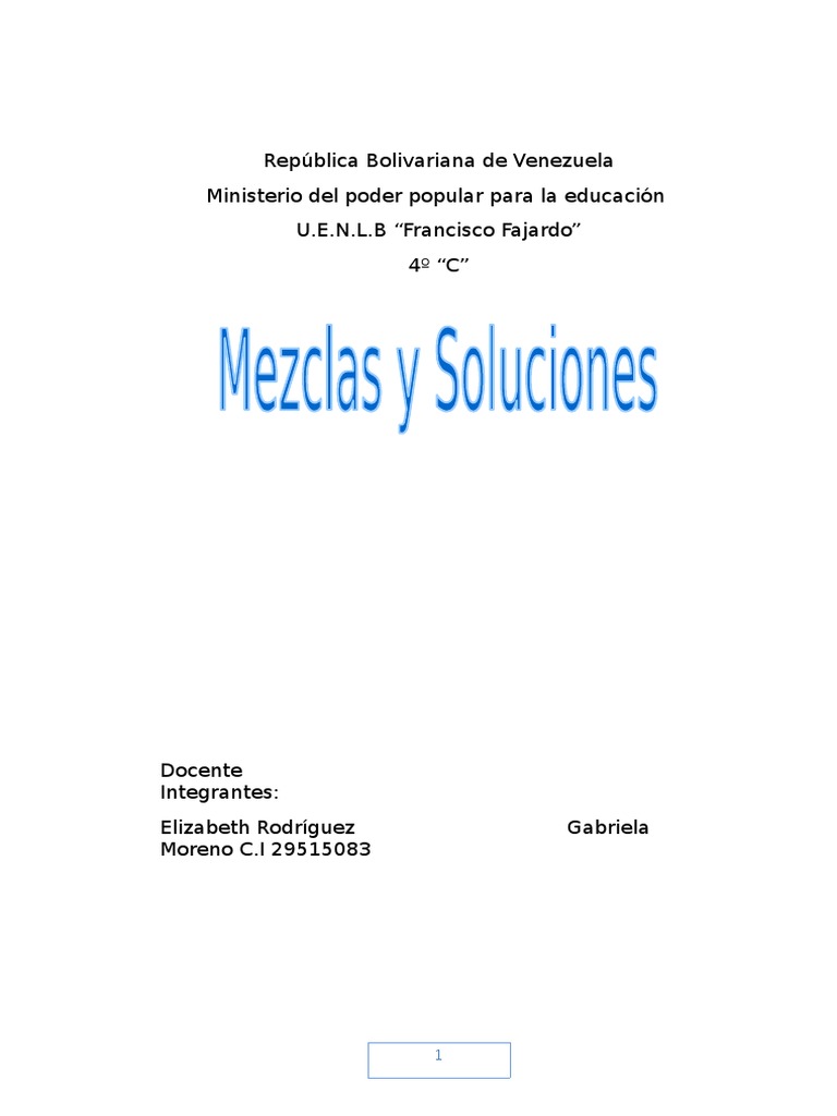 Mezclas y Soluciones | PDF | Mezcla | Solución
