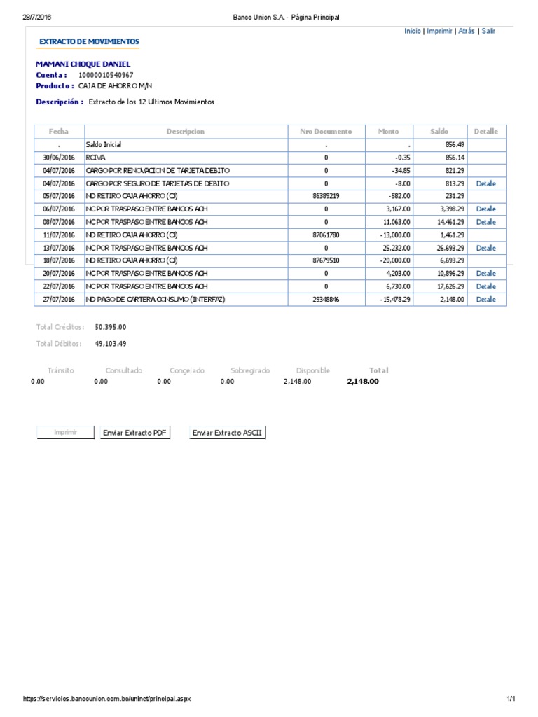 Banco Union S.A | PDF | Tecnología bancaria | Servicios (economía)