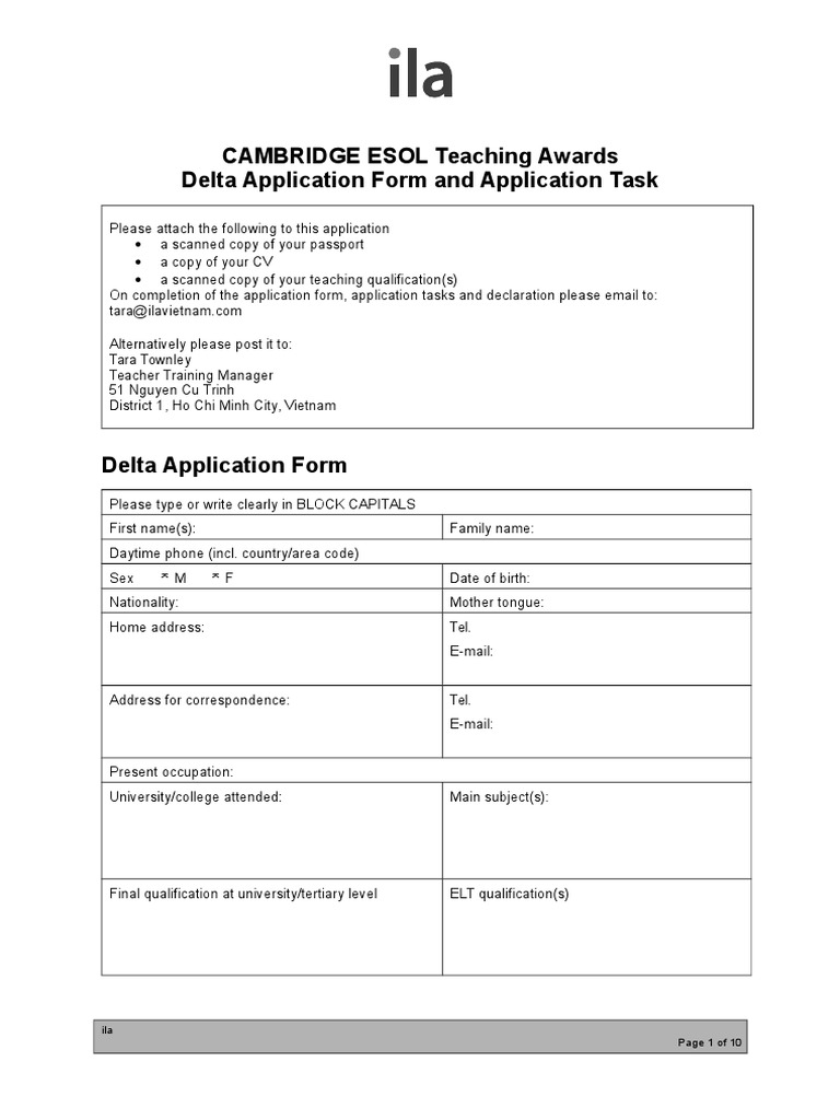 ILA Delta Application Process Guide | PDF | English As A Second Or ...