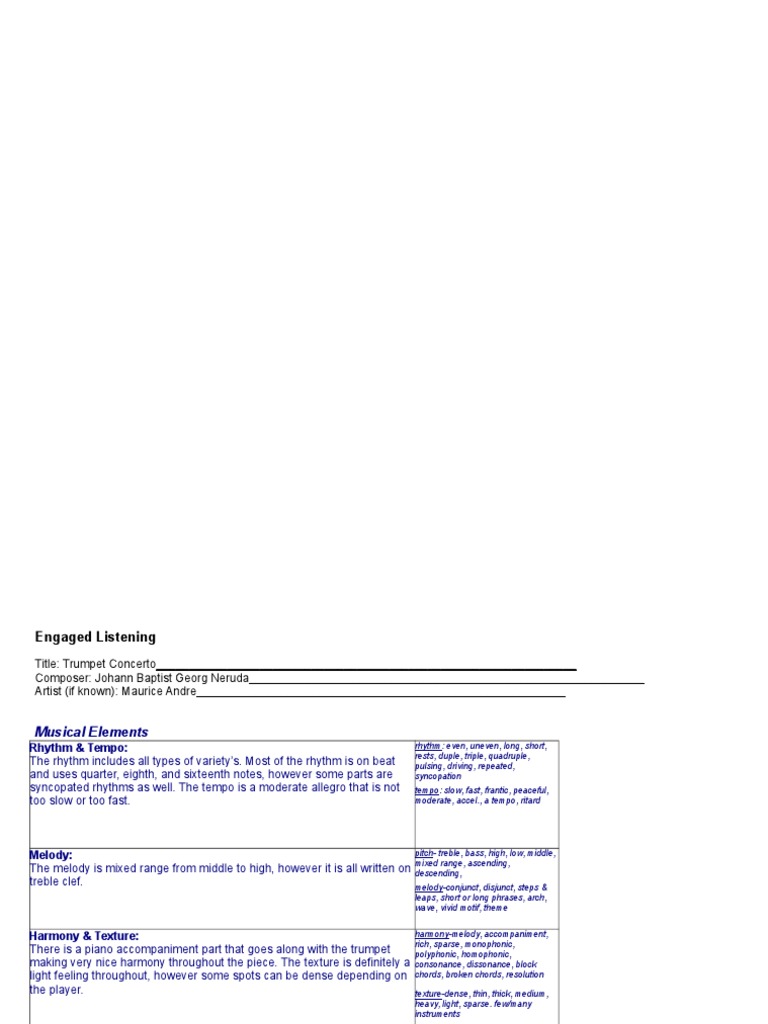 Engaged Listening Worksheet1 | PDF | Harmony | Rhythm