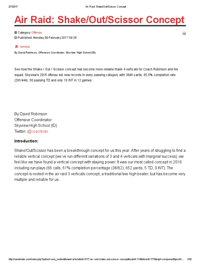 Air Raid - Shake - Out - Scissor Concept PDF | PDF | National Football ...