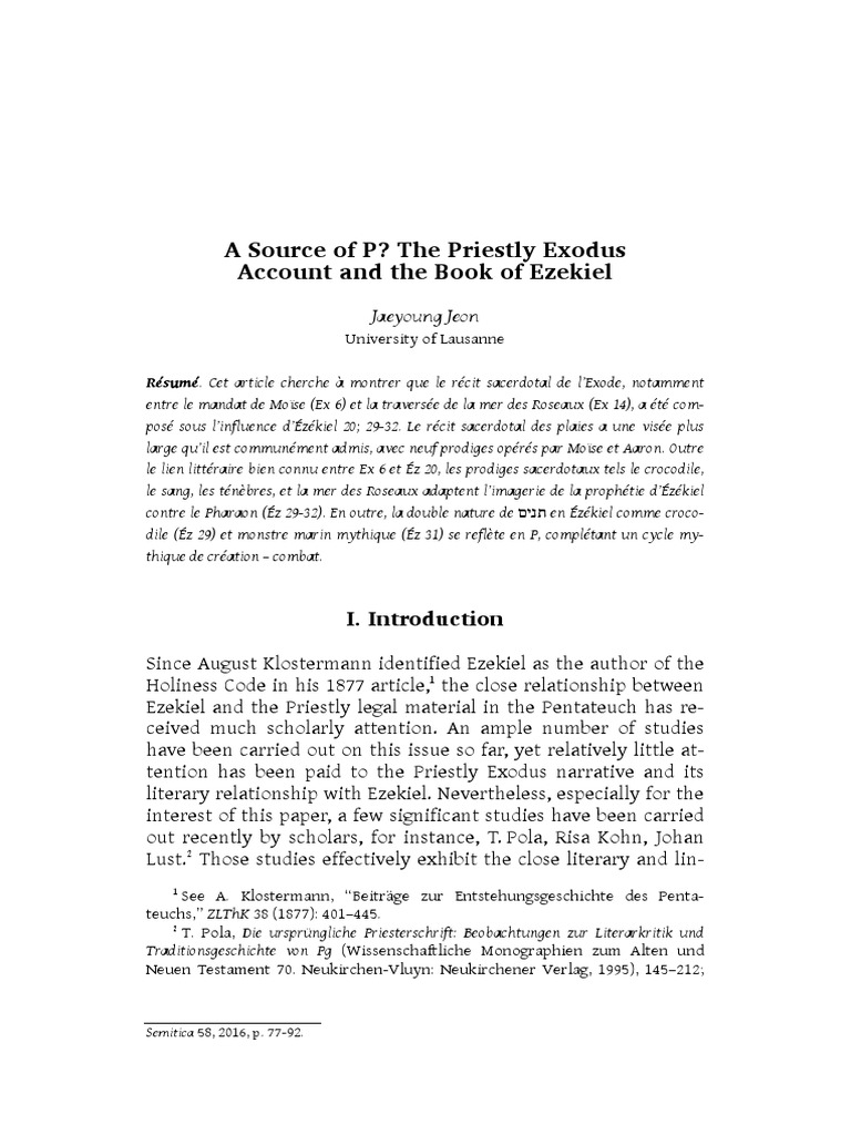 A Source of P The Priestly Exodus Accoun | PDF | Book Of Exodus ...