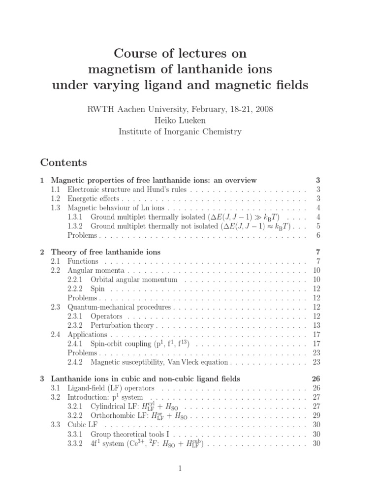 Magnetic Properties of Lanthanides | PDF | Atomic Orbital | Lanthanide