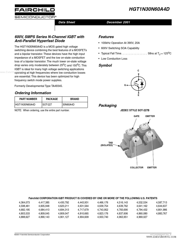 30N60A4D Fairchild Semiconductor | PDF | Mosfet | Transistor