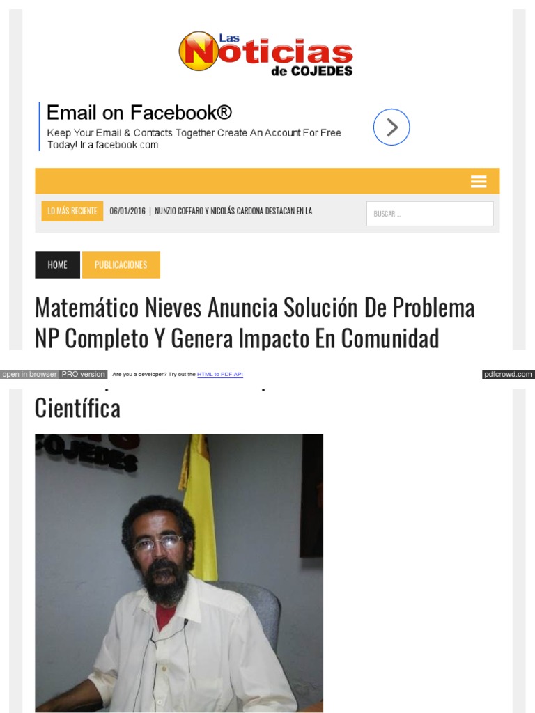 Lasnoticiasdecojedes Com Matematico Nieves Anuncia Solucion A Problema ...