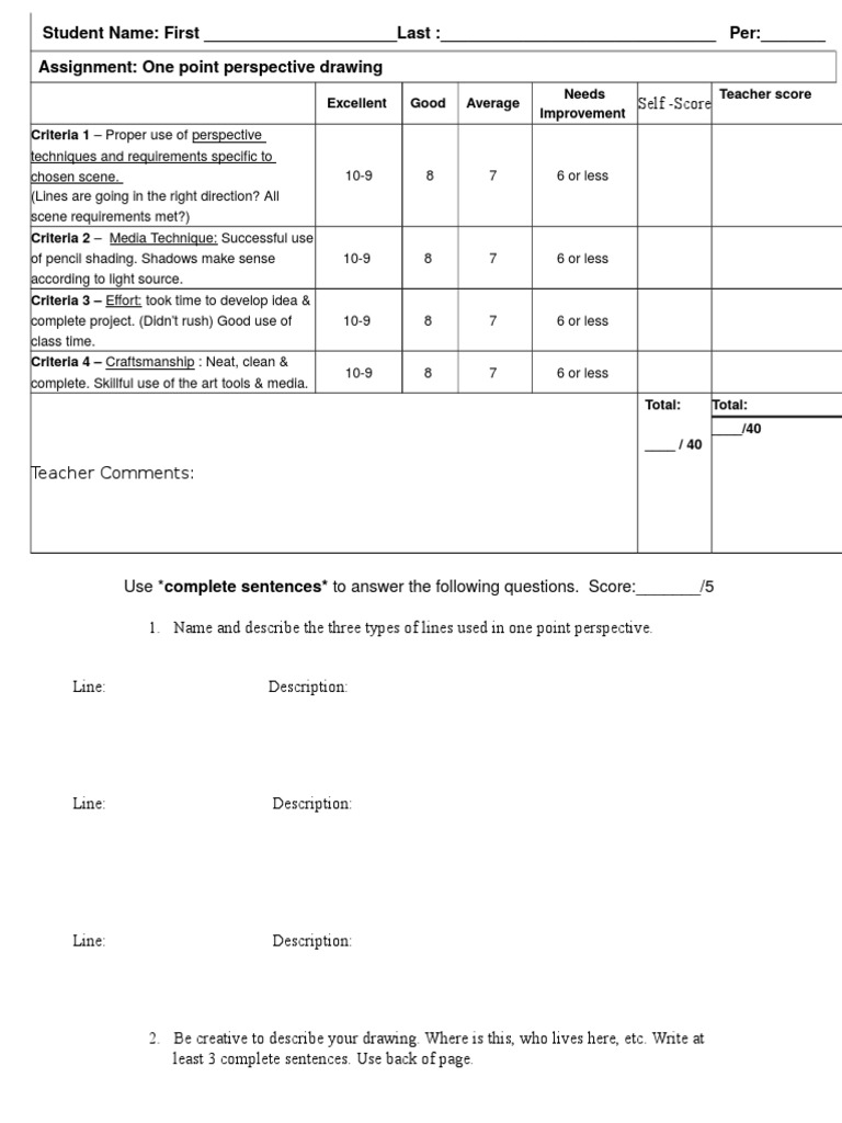Rubric Perspective Drawing | PDF