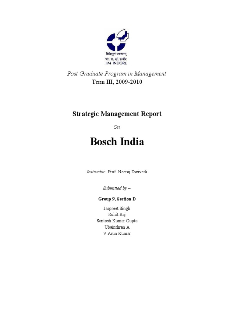 Bosch India Strategic Management Report | PDF | Strategic Management | Car