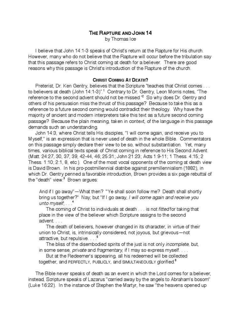 The Rapture and John 14 - Thomas Ice | PDF