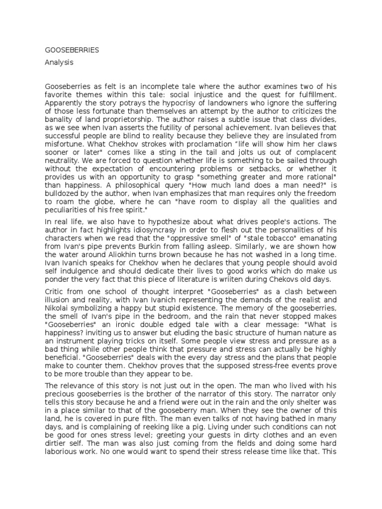 Gooseberries | PDF | Anton Chekhov | Psychological Concepts