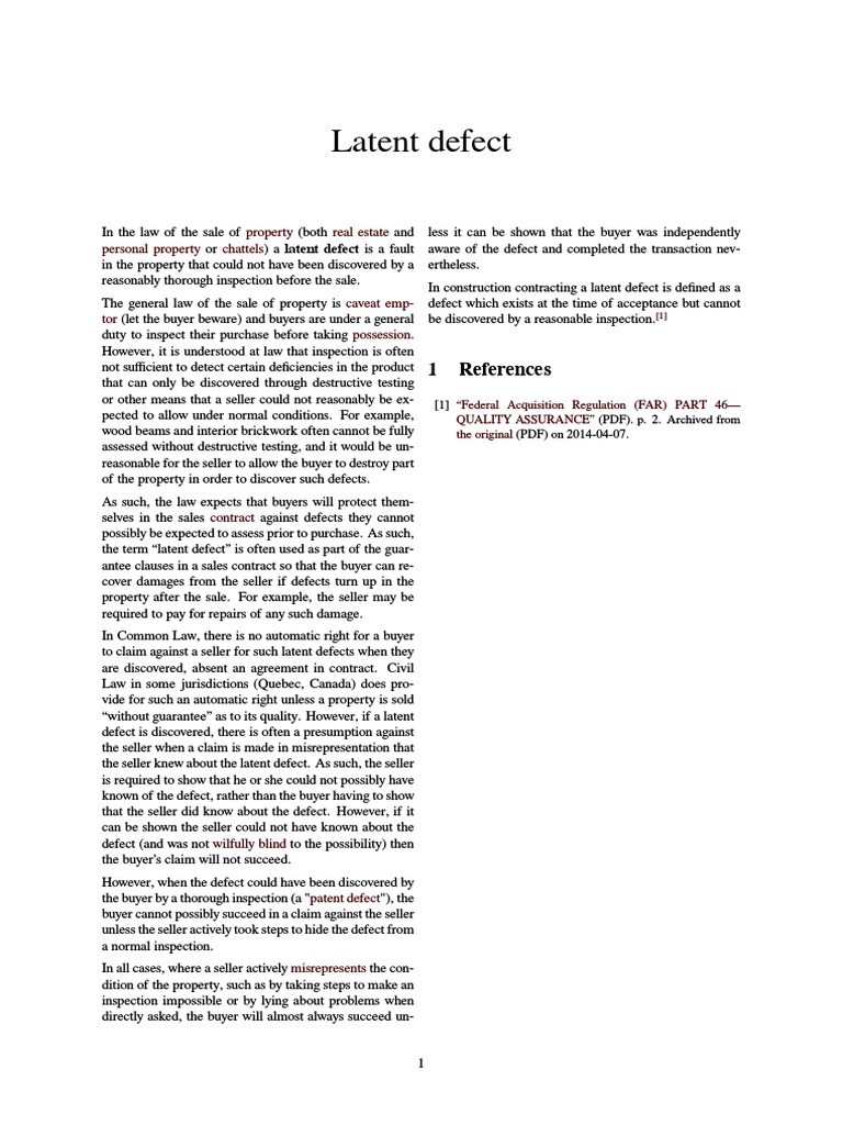 Latent defect law basics | PDF | Law And Economics | Property