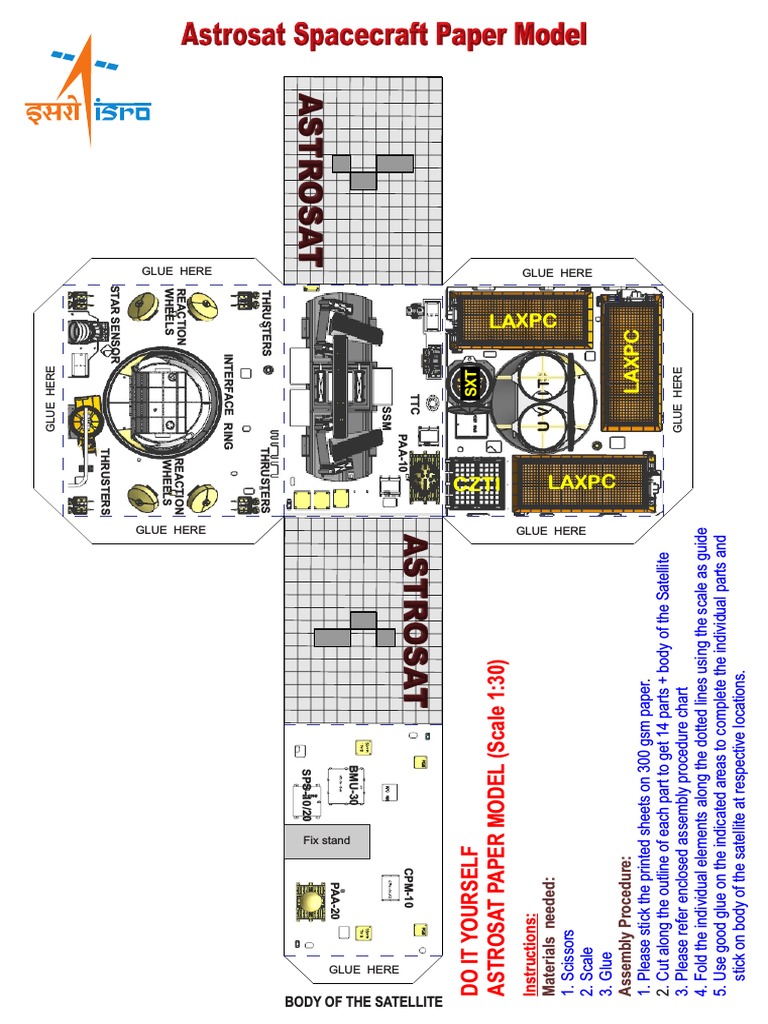 Astrosat Paper Model Template 27022016 | PDF | Adhesive | Space Technology