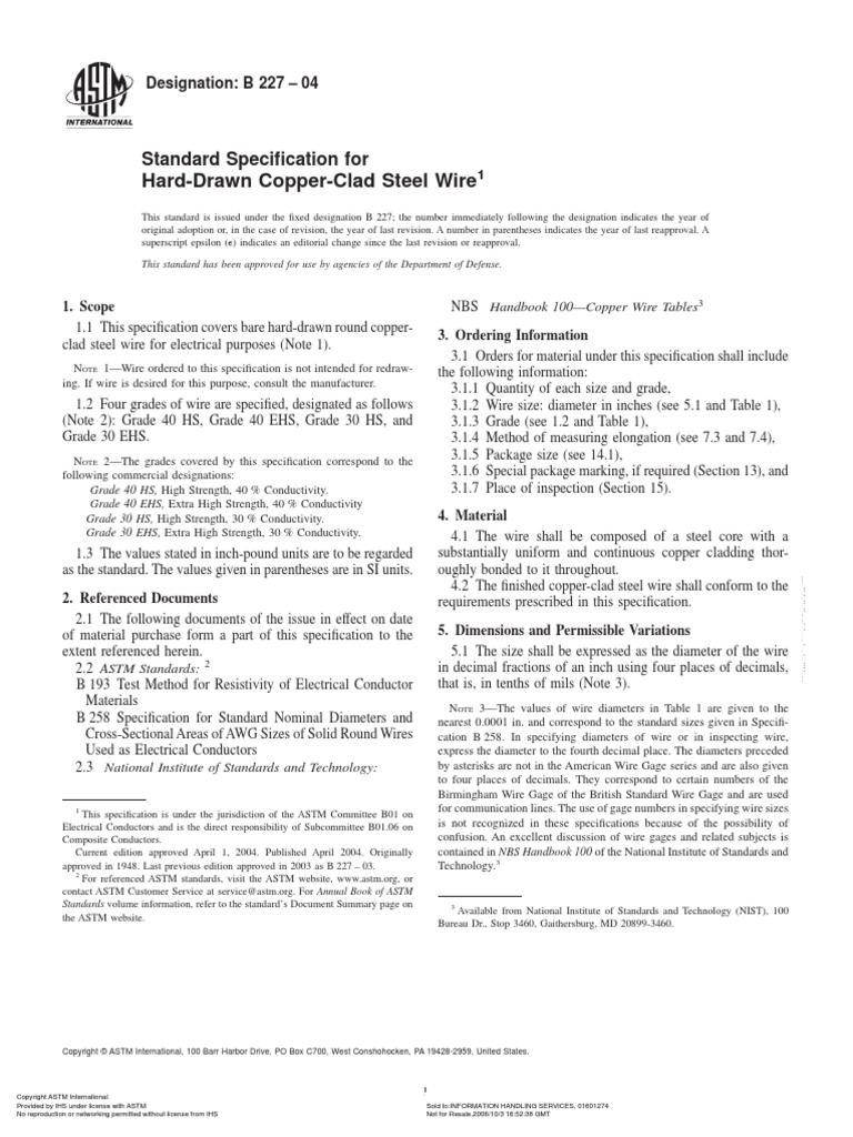 Astm B 227 PDF | PDF