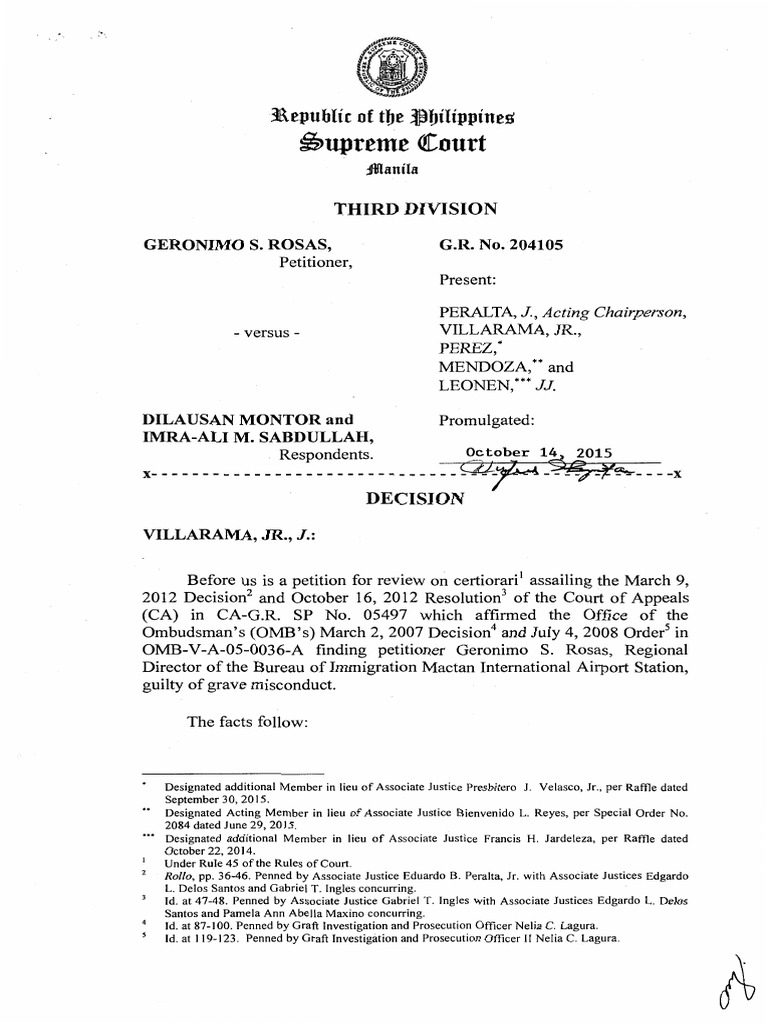 Rosas Vs Montor 204105 | PDF | Travel Visa | Passport