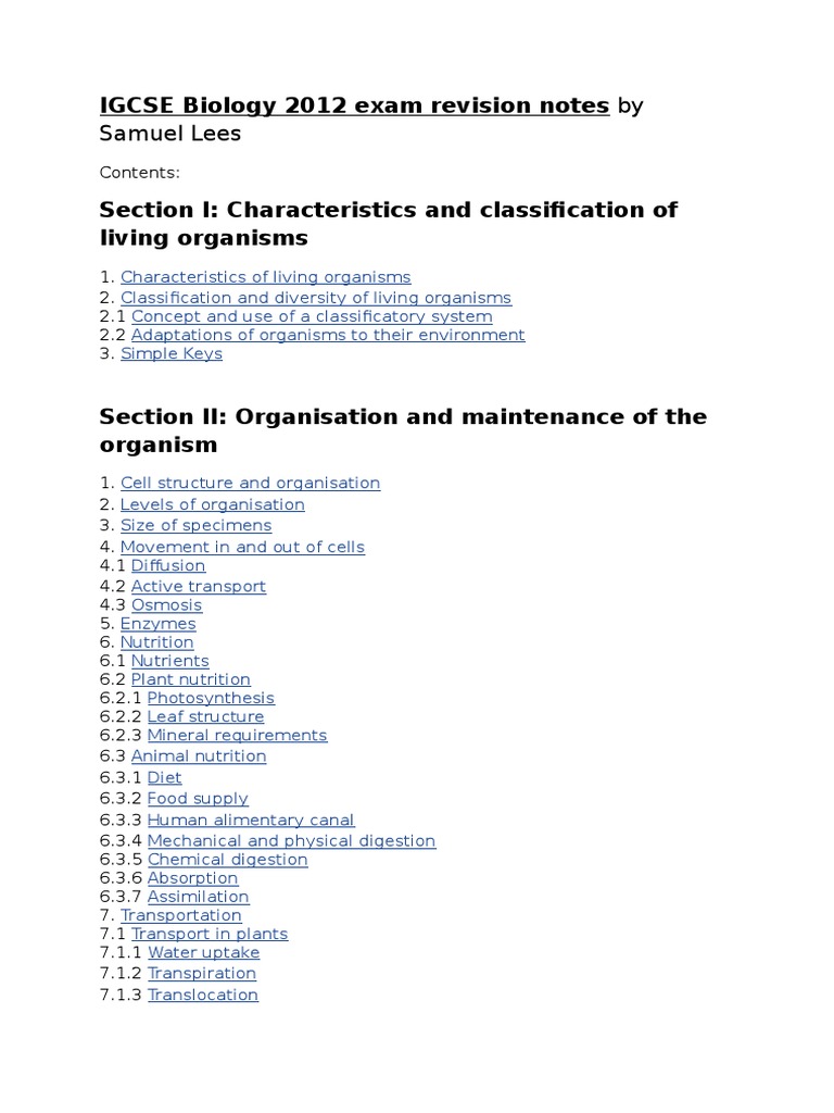 Biology-Igcse FULL Notes | PDF | Heart Valve | Digestion