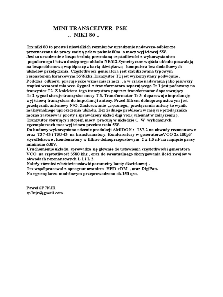 Mini Transceiver PSK | PDF