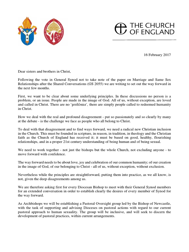 Letter From The Archbishops of Canterbury and York | PDF