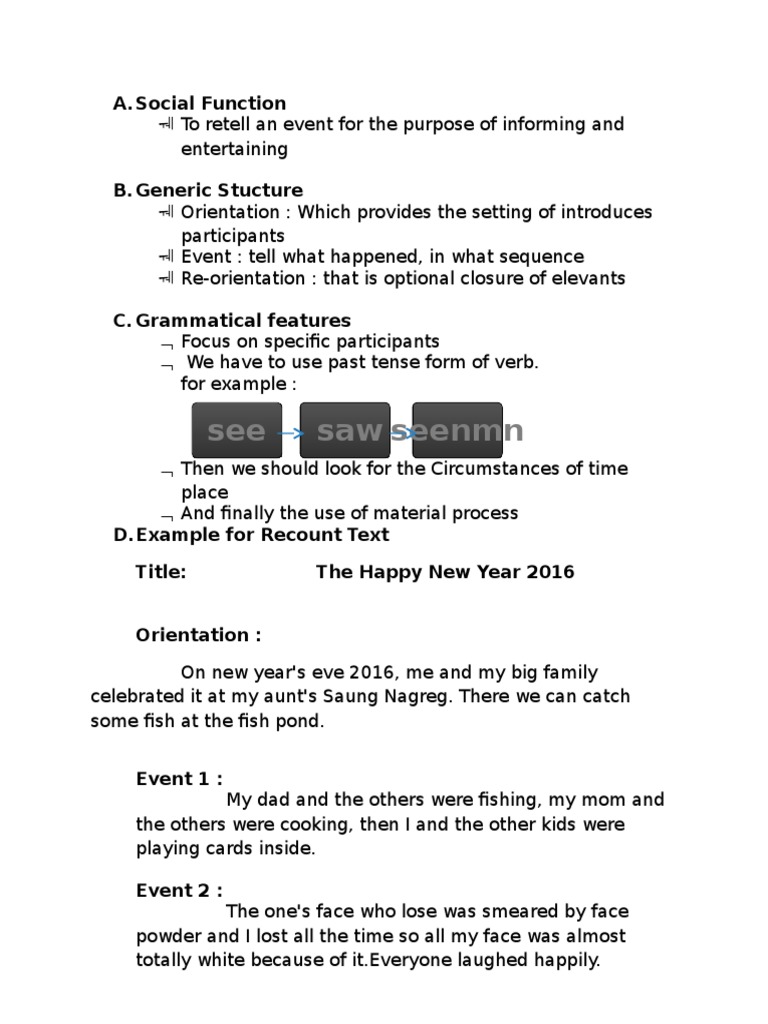 Analyzing the Structure and Linguistic Features of Recount Texts | PDF