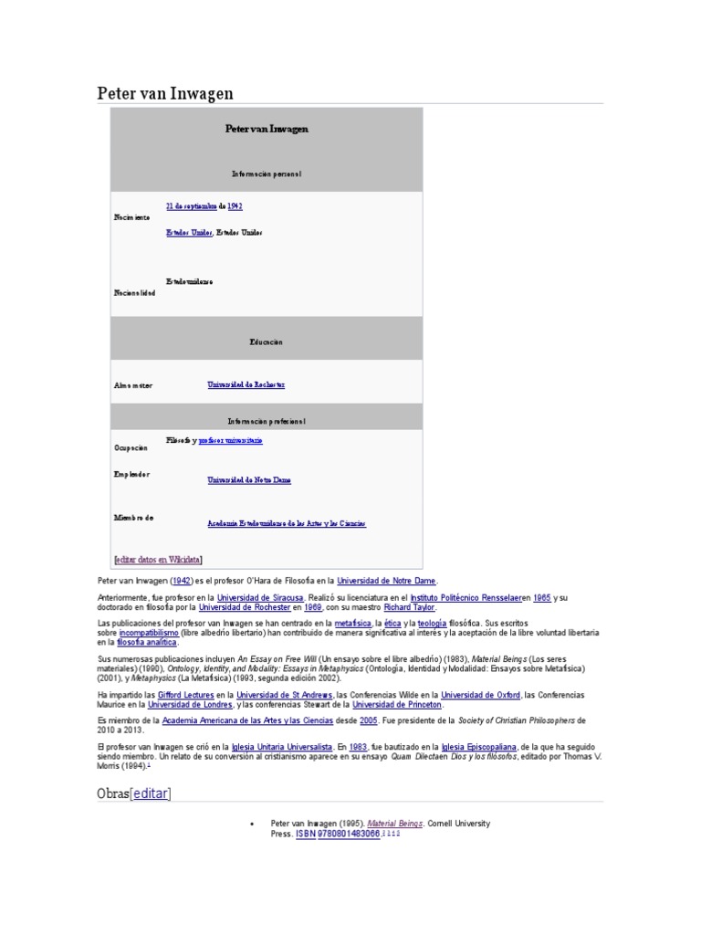 Peter Van Inwagen | PDF | Metafísica | Science