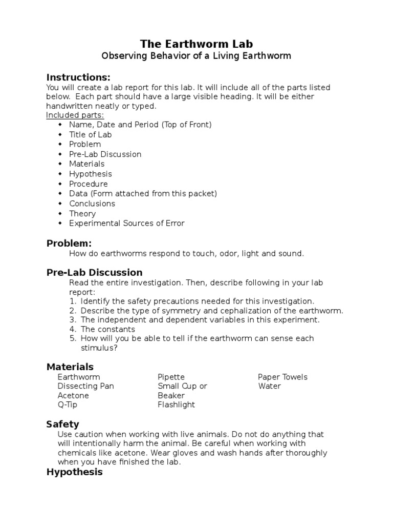 Earthworm Lab Preap | PDF | Error | Experiment