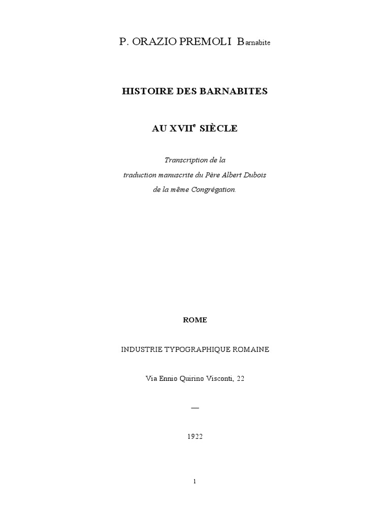 Histoire des Barnabites au XVIIe siècle | PDF | Église catholique | Pape