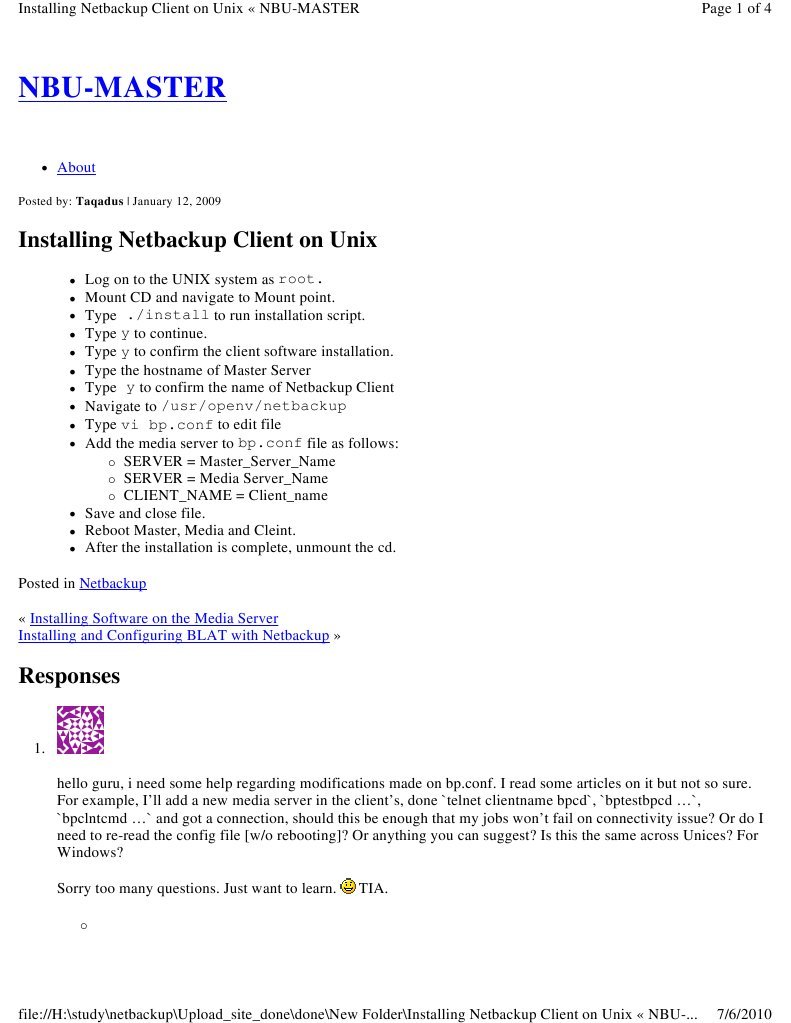 Installing Netbackup Client On Unix | PDF | File Transfer Protocol | Directory (Computing)