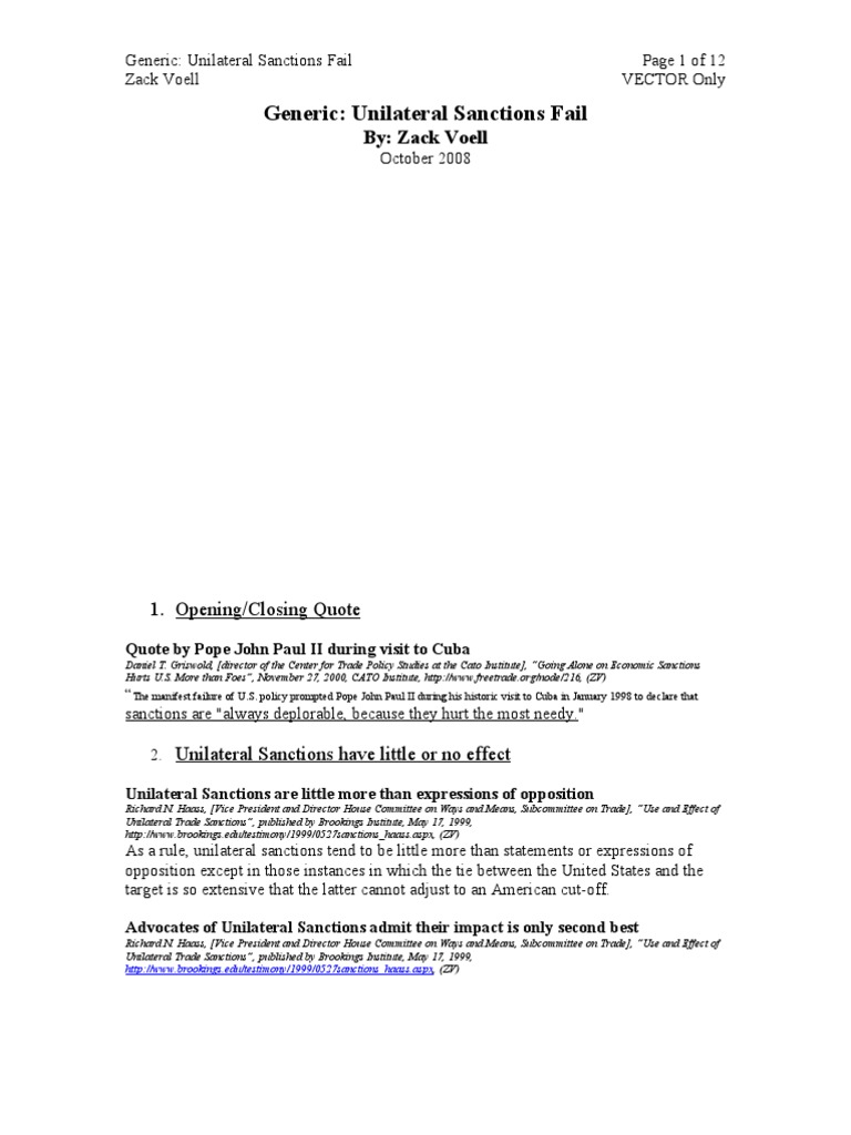 (Generic) - Unilateral Sanctions Fail | PDF | Multilateralism | United ...