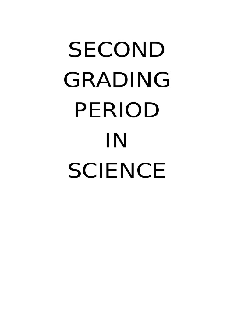Second Grading Period Progress Reports for Core Subjects: Science ...