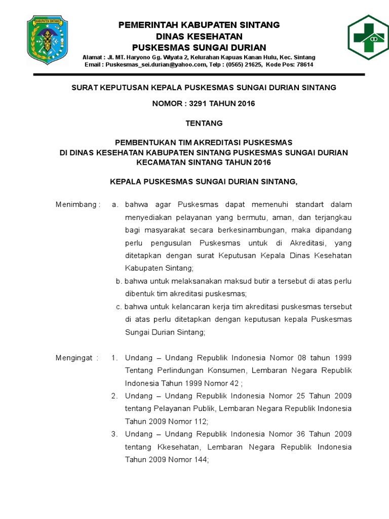 Contoh Format SK Dengan Lampiran | PDF