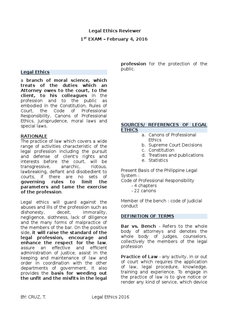 Legal Ethics Reviewer | PDF | Lawyer | Practice Of Law