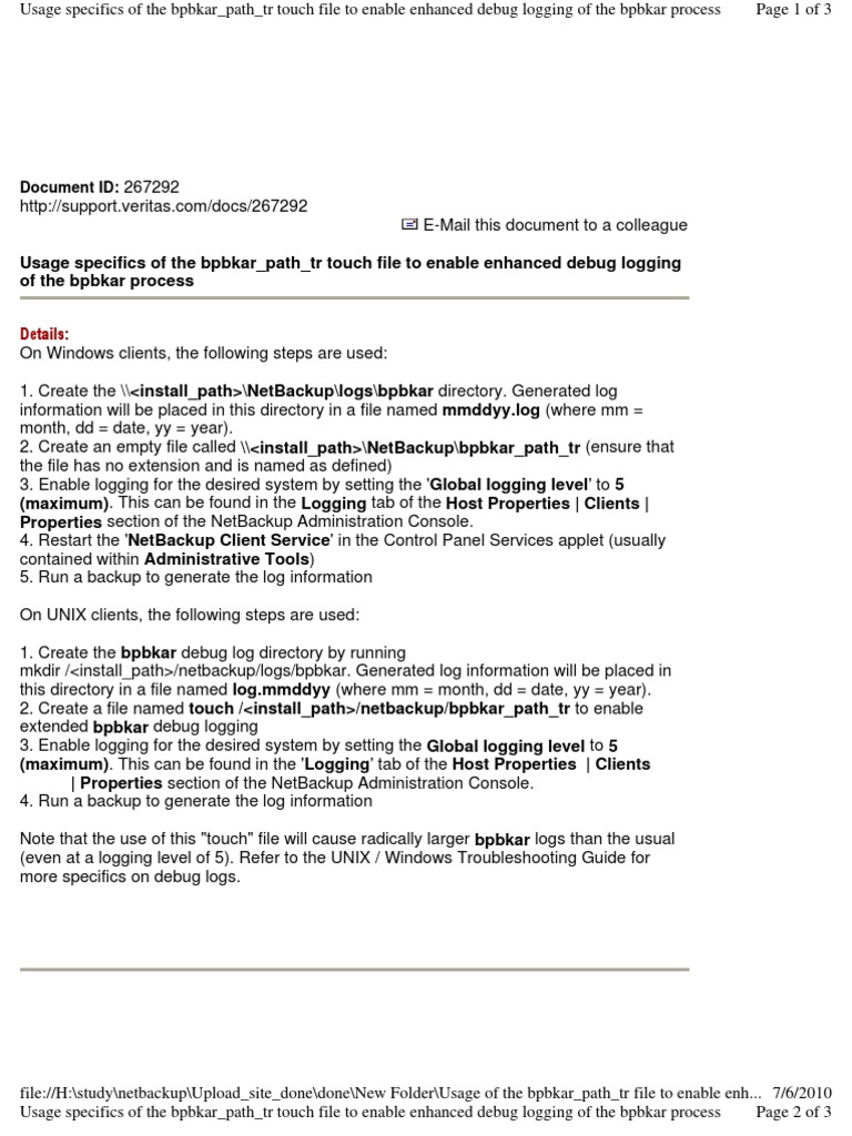 Usage of The Bpbkar - Path - TR File To Enable Enhanced Debug Logging ... Usage of The Bpbkar - Path - TR File To Enable Enhanced Debug Logging ...