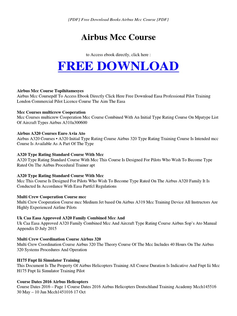 Airbus MCC Course | PDF | Airbus | Flight Instructor