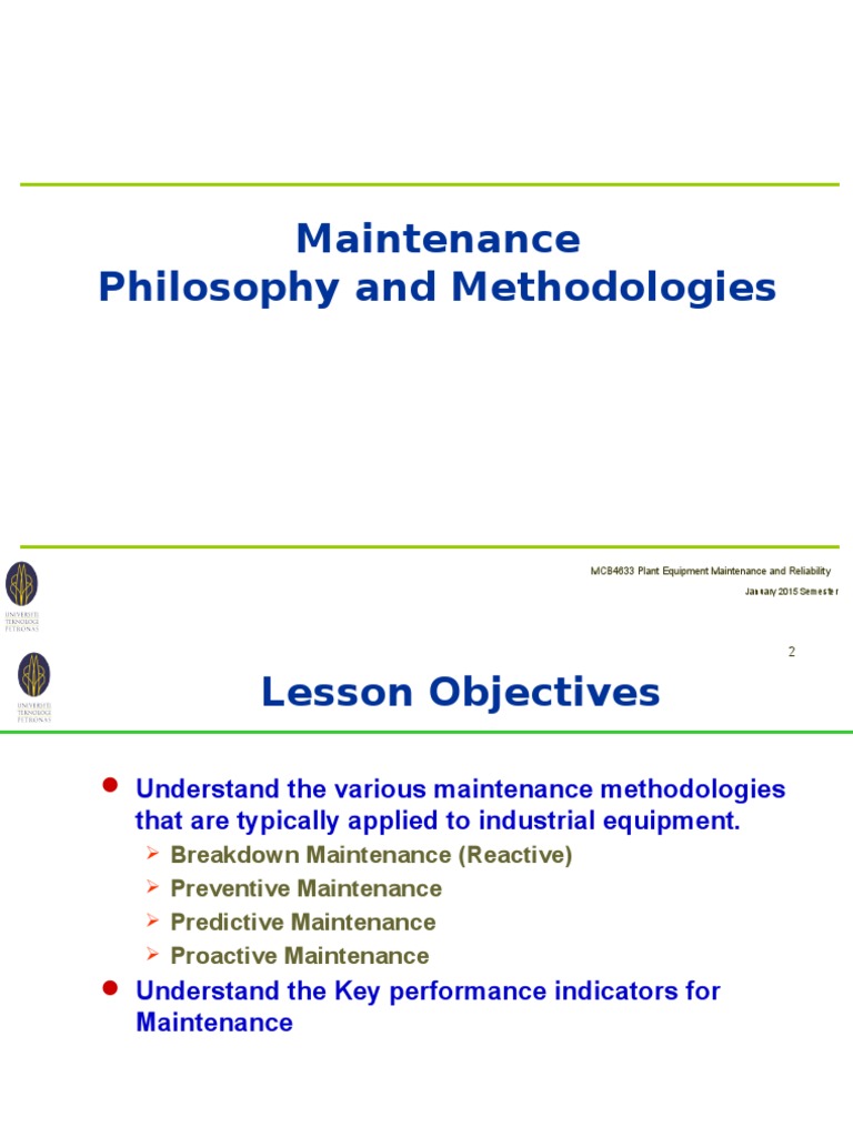 Maintenance Philosophy and Methodologies | Reliability Engineering ...