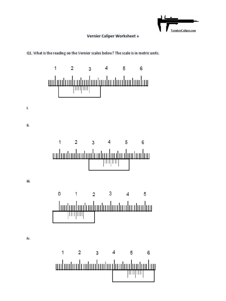 Vernier Caliper Worksheet With Example Solution | PDF
