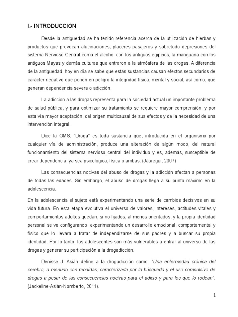 Ensayo Drogadicción | Descargar gratis PDF | La dependencia de sustancias | Adolescencia