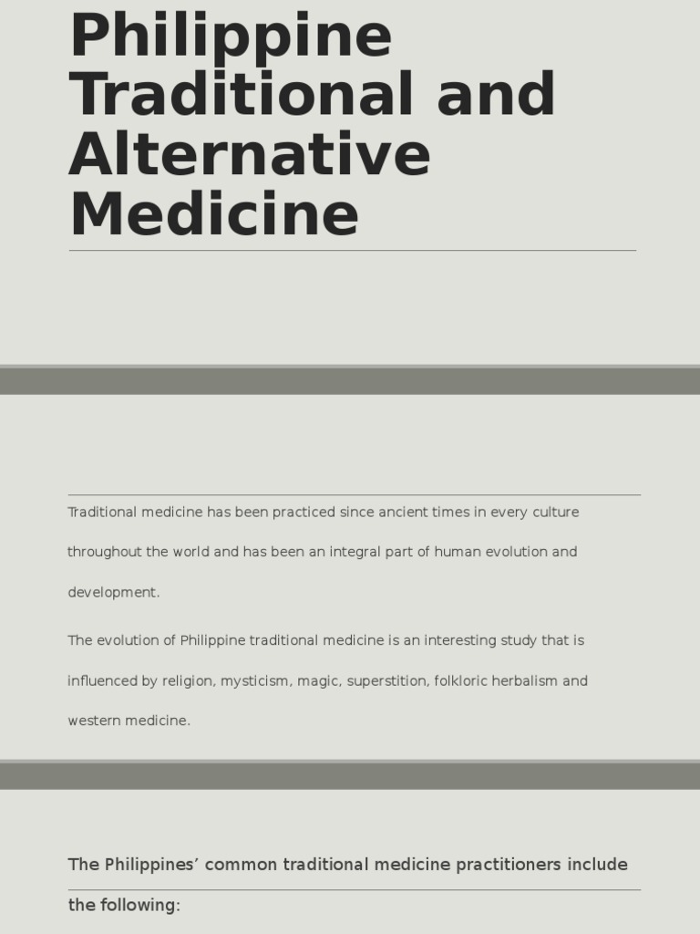 Philippine Traditional and Alternative Medicine | PDF | Alternative ...
