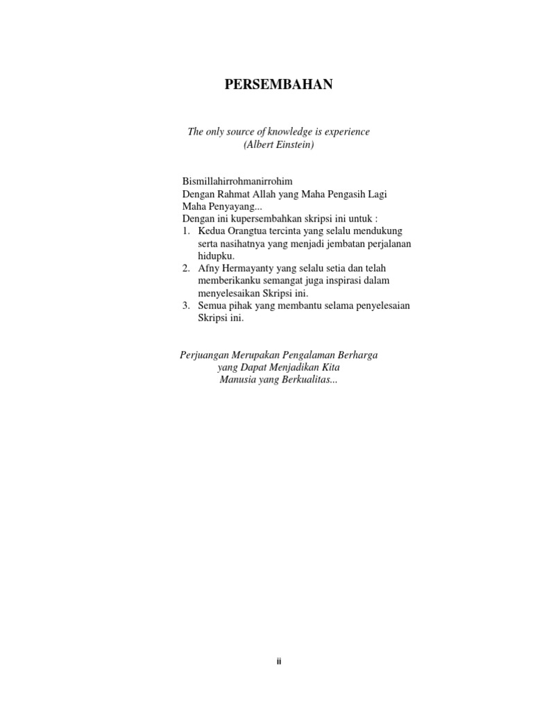 Contoh Halaman Persembahan Skripsi | PDF