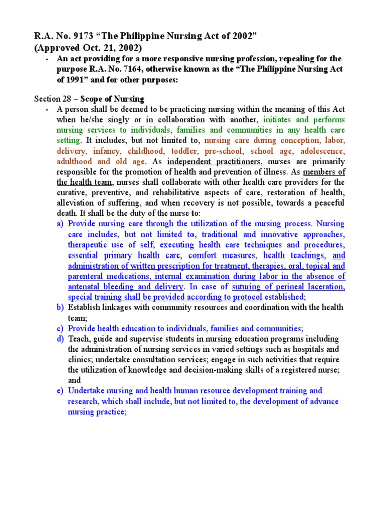 RA 9173 Nursing Act 2002 | PDF